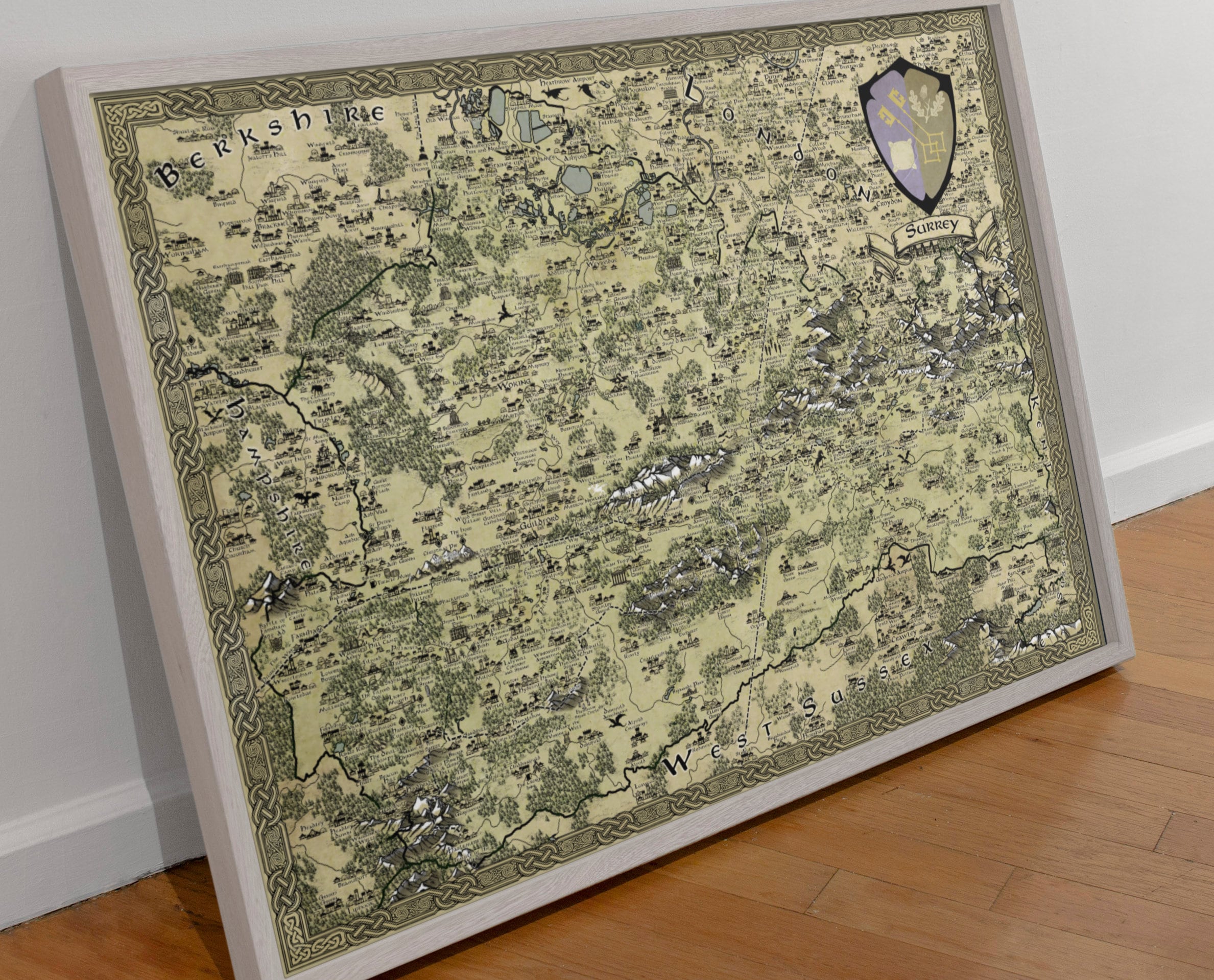 Surrey Fantasy Map Surrey Print Surrey Art Surrey Poster - Etsy