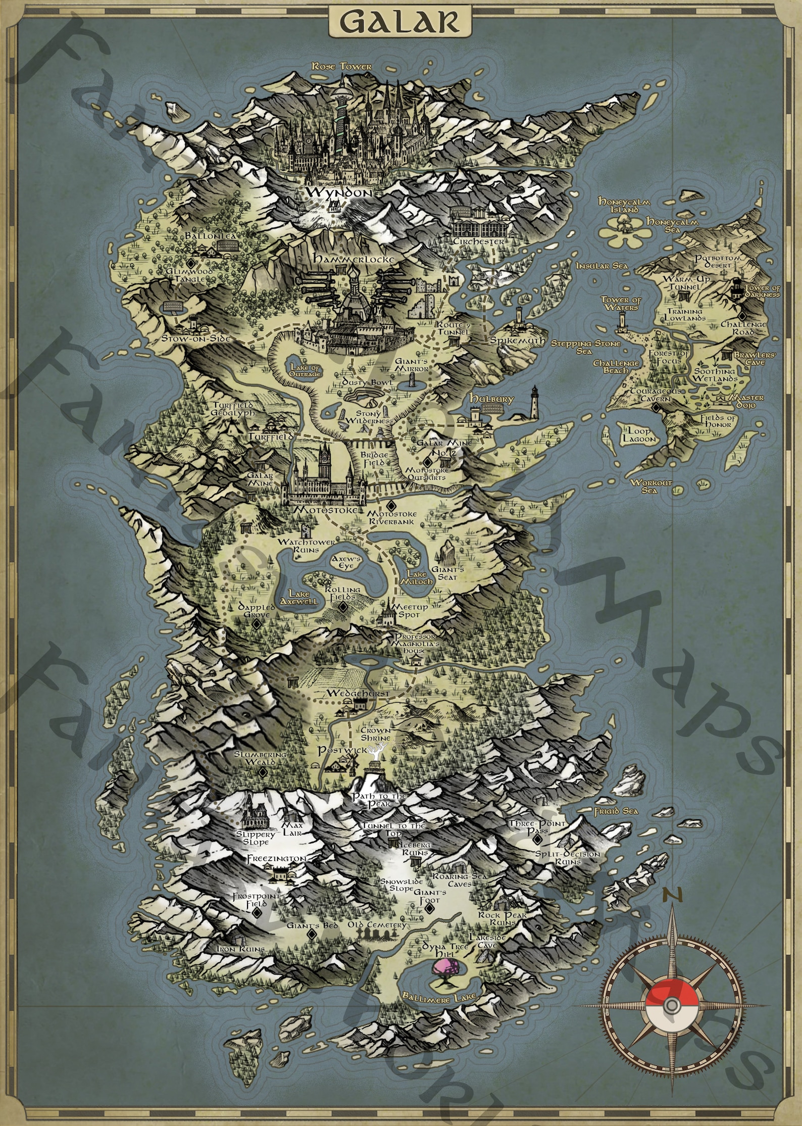 Pokemon Print Galar Fantasy Map Geeky Gift for Him - Etsy