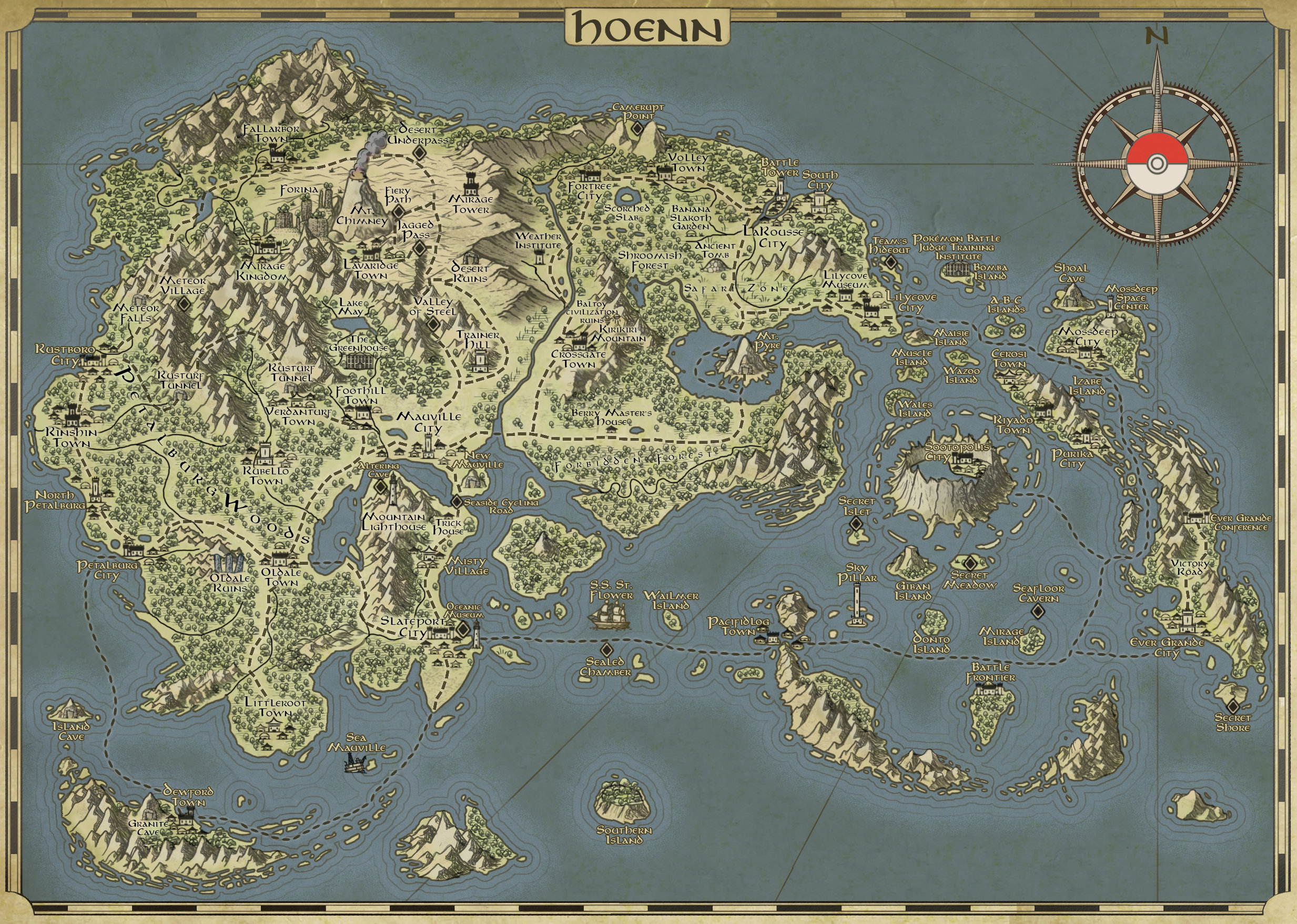 Pokemon Canvas Hoenn Map Fantasy Map Canvas Print LOTR - Etsy UK