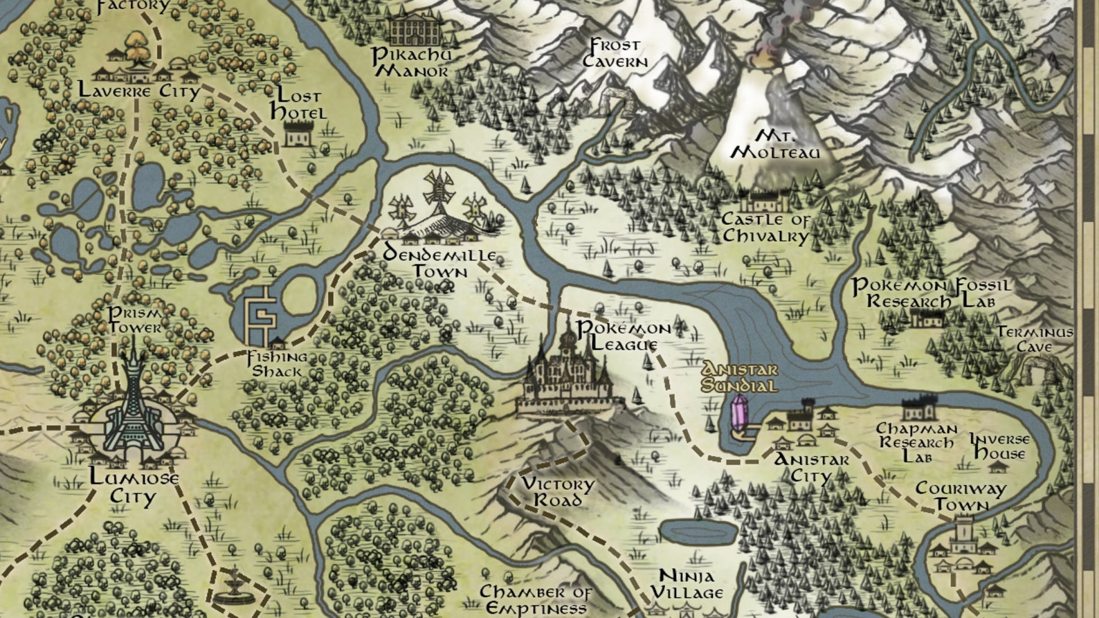 Pokemon Print Kalos Fantasy Map Geeky Gift for Him Nerdy - Etsy