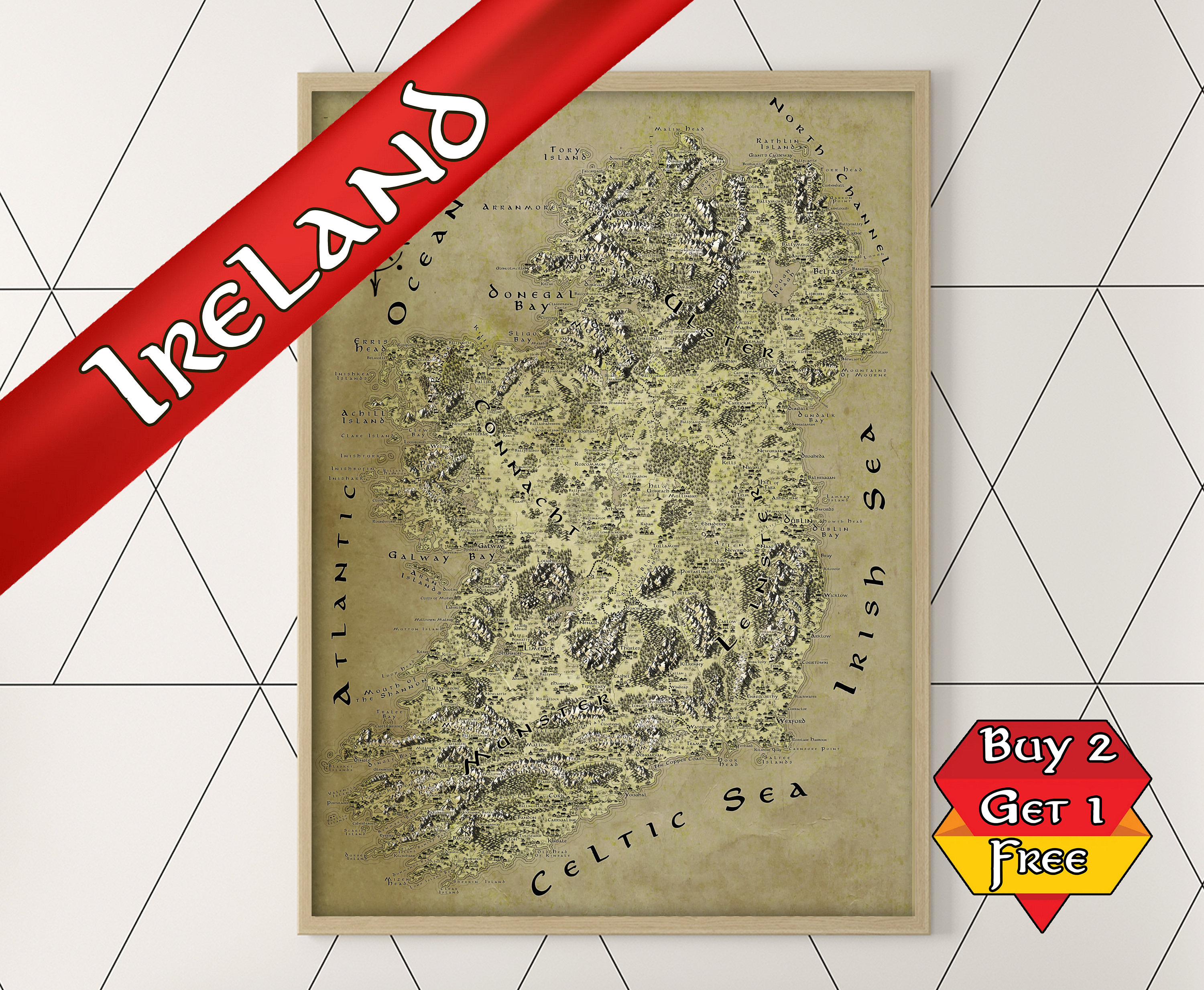 Ireland Fantasy Map Ireland Poster Print Geeky Gift for Him - Etsy UK