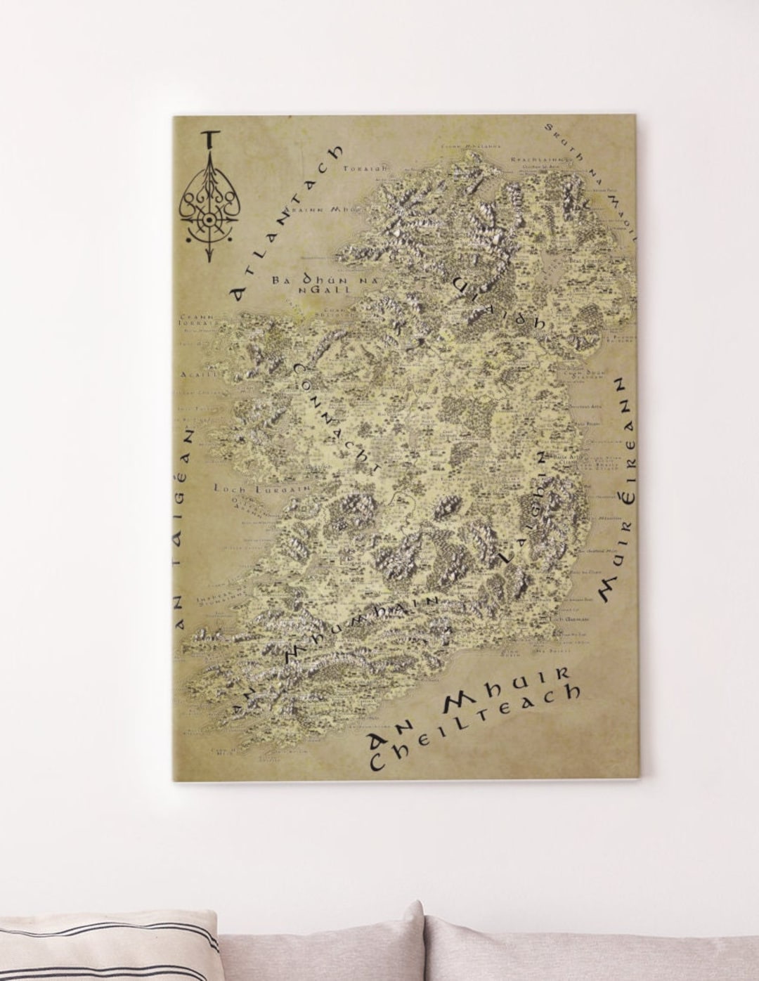 Ireland Gaeilge Canvas, Irish Fantasy Map, Hand Drawn, Ireland Gifts ...