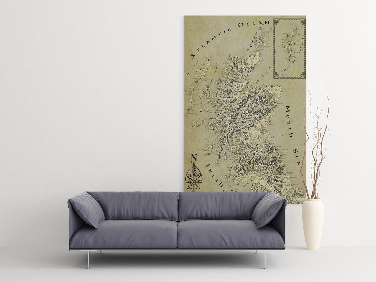 Scotland Canvas Fantasy Map, Scotland Map, Hand Drawn, Scottish Gifts ...