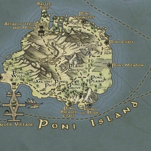 Pokemon Print Alola, Fantasy Map, Geeky Gift for Him, Anniversary ...