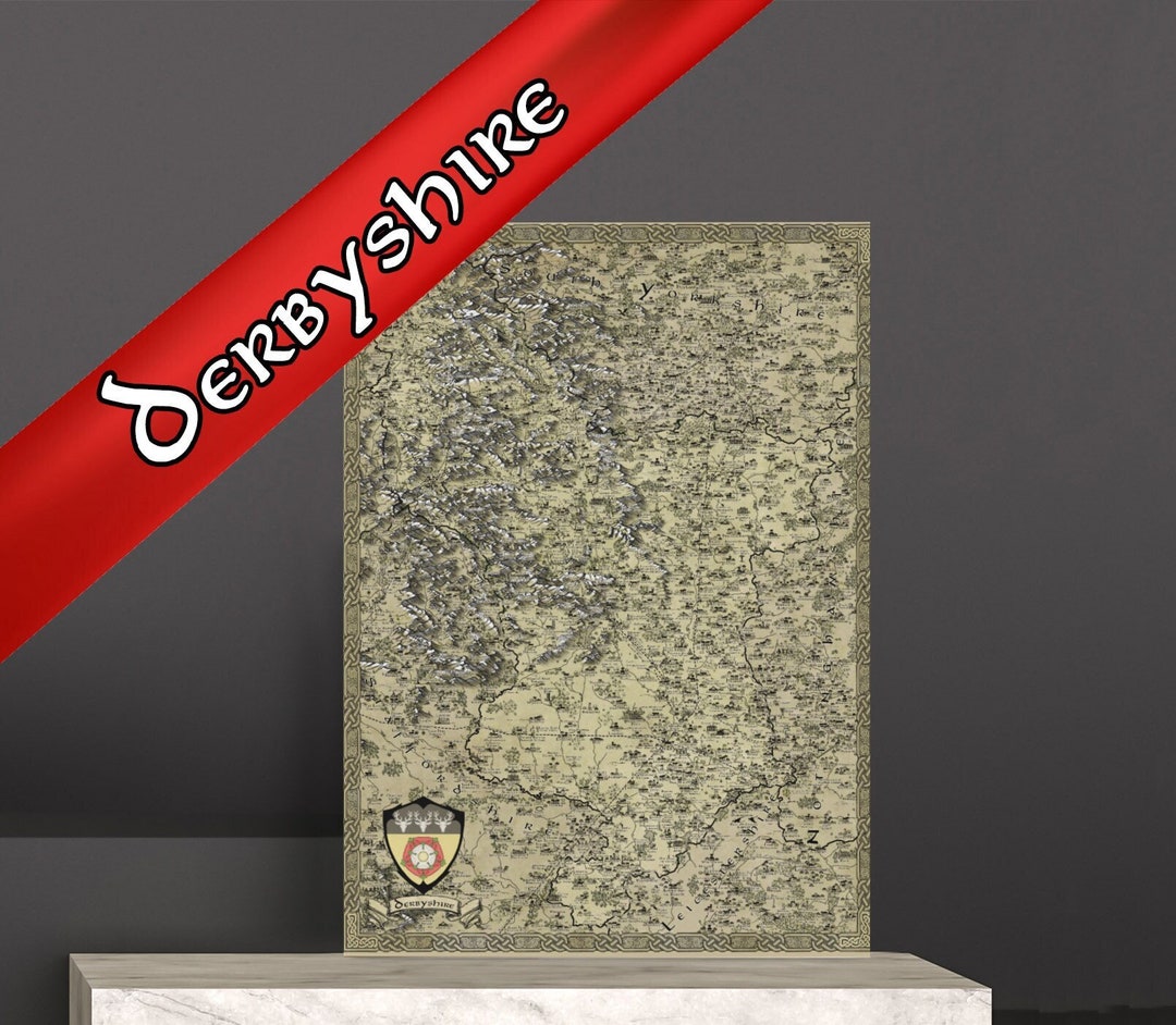 Derbyshire Canvas, Derby Fantasy Map, Peak District Art, Derbyshire ...