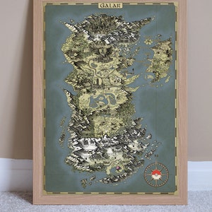 Pokemon Print Galar, Fantasy Map, Geeky Gift for Him, Anniversary ...