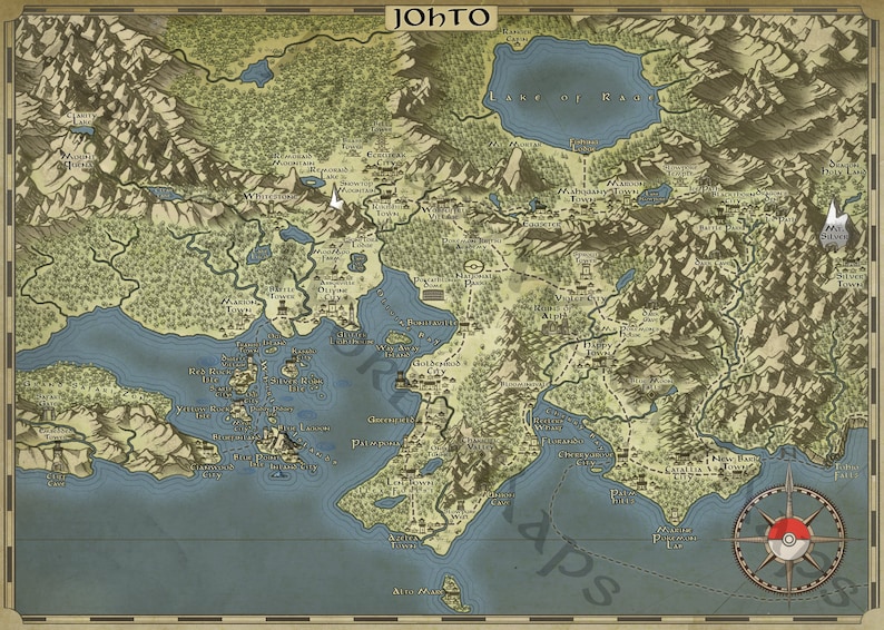 Pokemon Canvas Johto Map Fantasy Map Canvas Print Pokemon - Etsy Australia