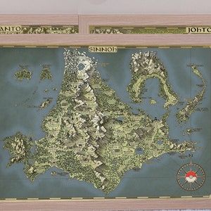 Pokemon Print Sinnoh Fantasy Map, Anniversary Gift for Him, Geeky Gift ...