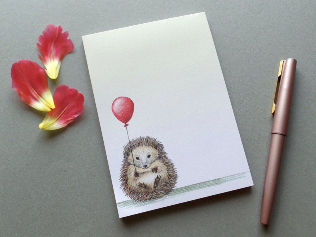 Notepad Hedgehog With Balloon Small Writing Pad Notepad - Etsy