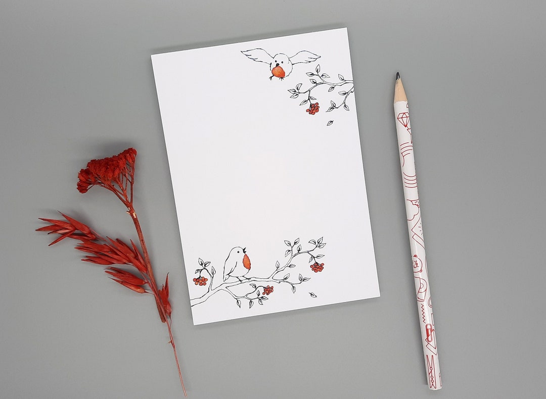 Notepad Robin A6 Writing Pad Notepad - Etsy