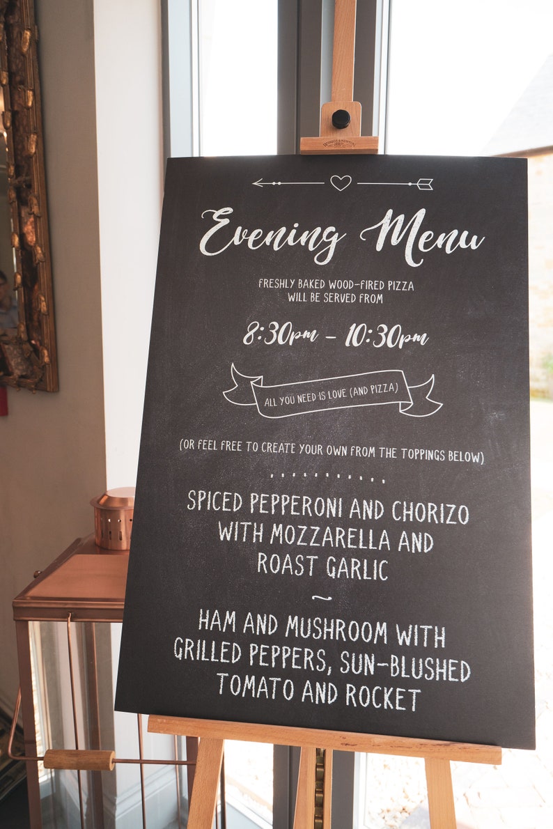 Wedding or Event Large Menu Board for Easel Customisable Chalkboard ...
