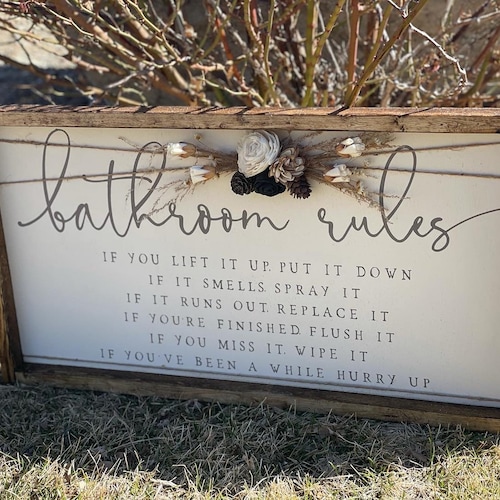 Rustic Bathroom Rules Sign / Bathroom Decor / Wood Bathroom | Etsy