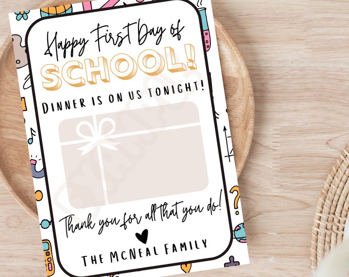 Back to School Teacher Gift Card Holder - Dinner on Us - Etsy