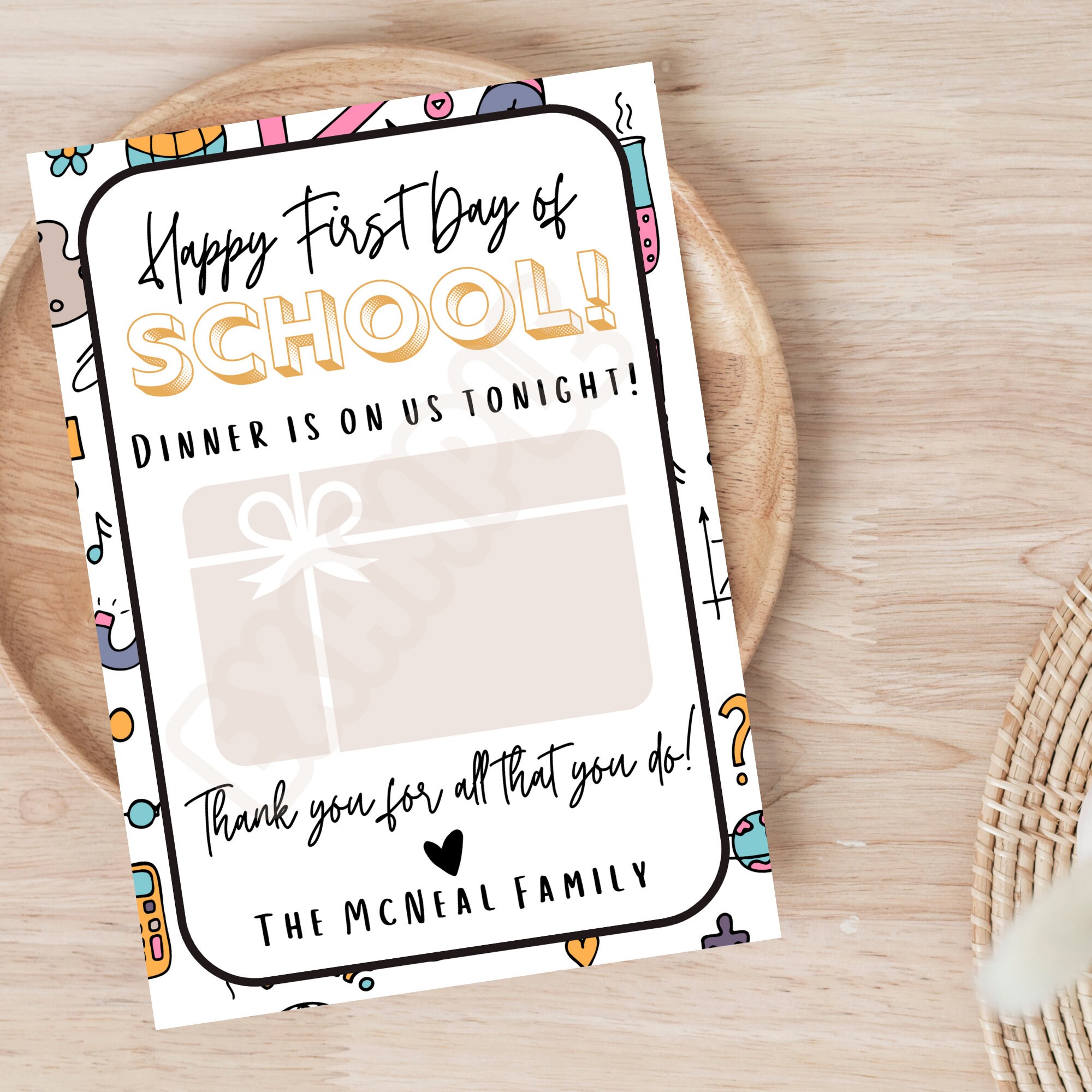 Back to School Teacher Gift Card Holder - Dinner on Us - Etsy