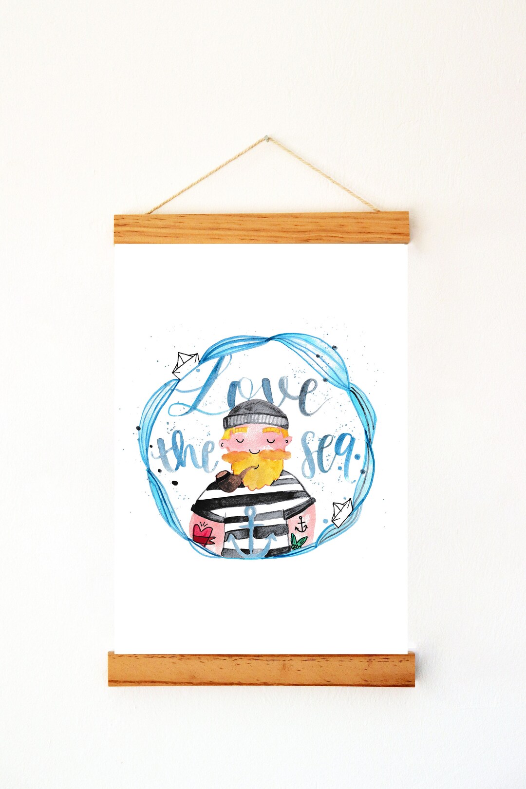 Poster love the Sea, Maritime, Watercolours, Sailor, Sailor, Hand ...