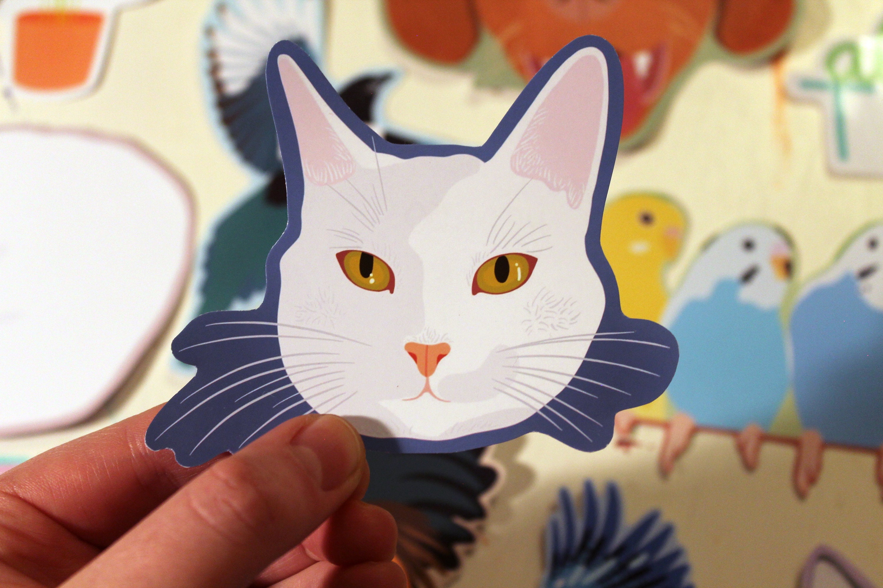 White Cat Stickers Snowy Kitty Pet Sticker - Etsy