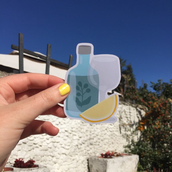 Gin Bottle Sticker Lemon Botanical - Etsy