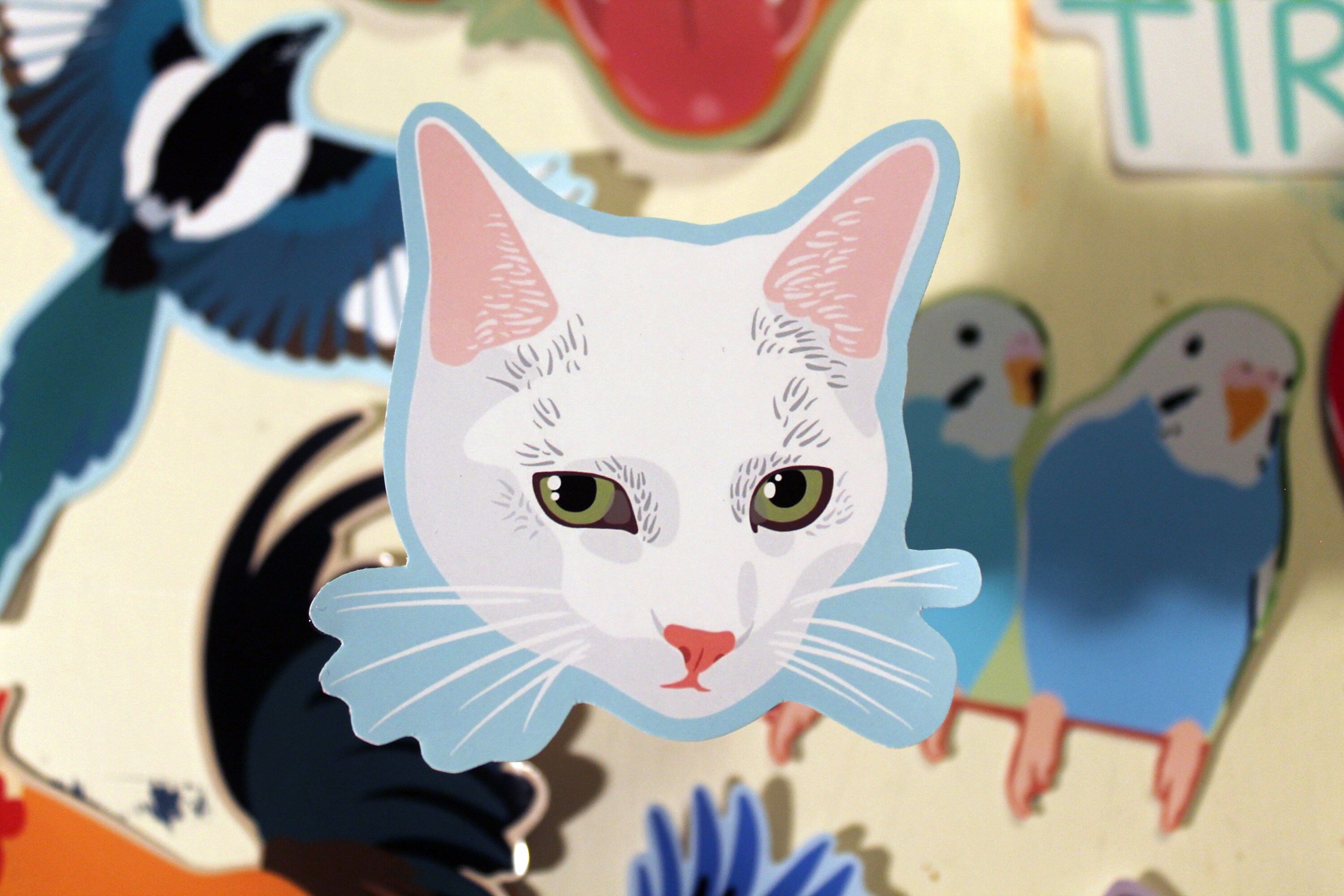 White Cat Stickers Snowy Kitty Pet Sticker - Etsy