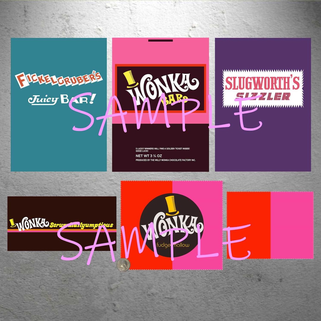 Willy Wonka Replica Candy Bar Wrapper Prop Variety Pack Golden Ticket ...
