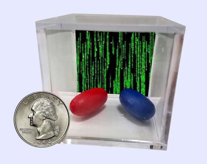 The Matrix Movie Blue Pill and Red Pill Falling Numbers in Display Case ...