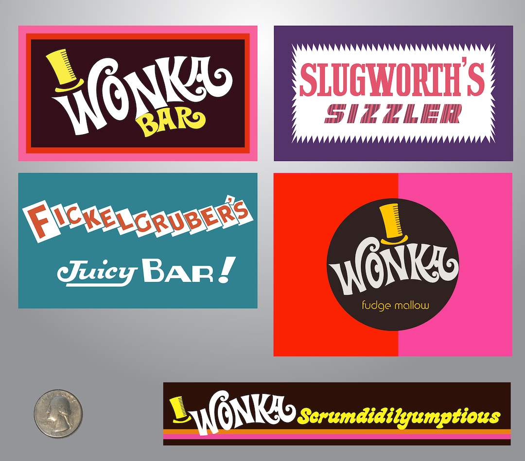 Willy Wonka and the Chocolate Factory Candy Bar Wrapper Sticker Variety ...