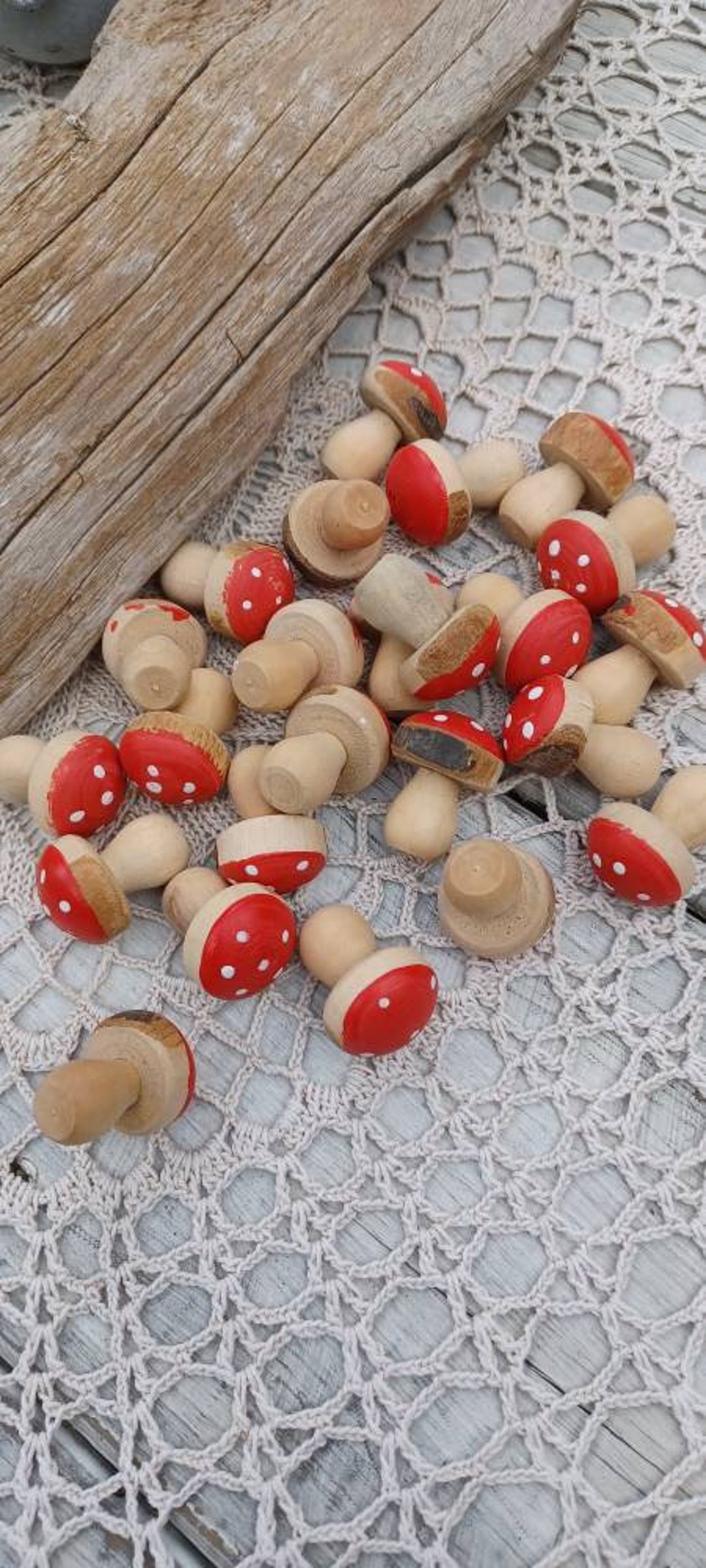 Small Mini Toadstools Wood Pack of 24 Pieces of Wooden Litter Mushrooms ...