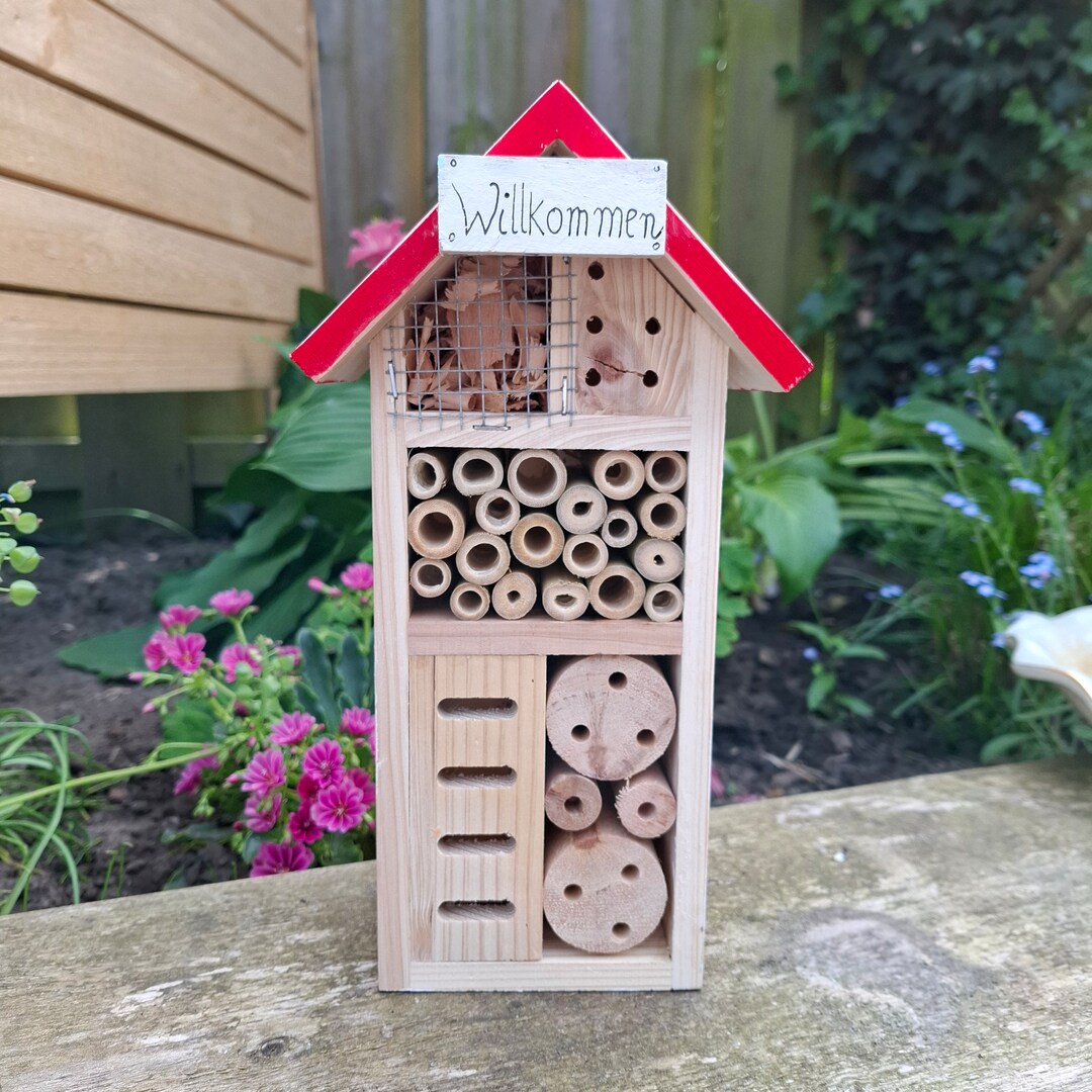 Insect Hotel Wooden Apartment for Wild Bees Small Insect House House ...