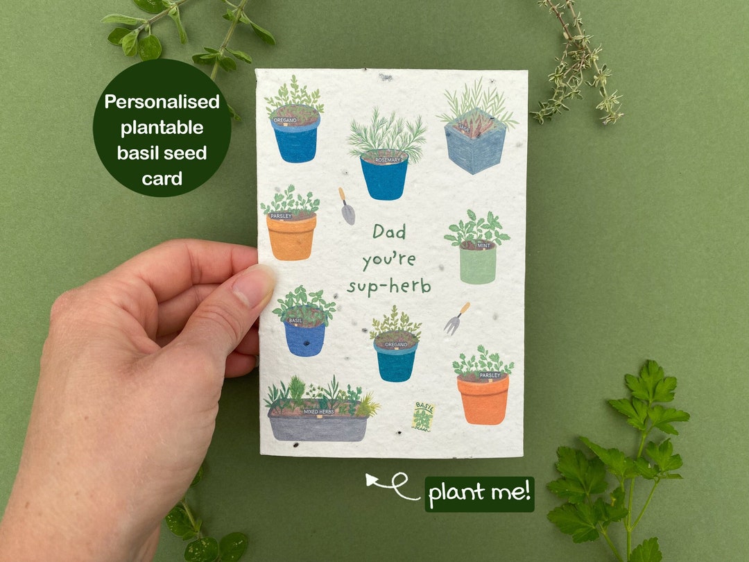 Plantable Personalised Father's Day Card, Supherb Pun Card, Gardening ...