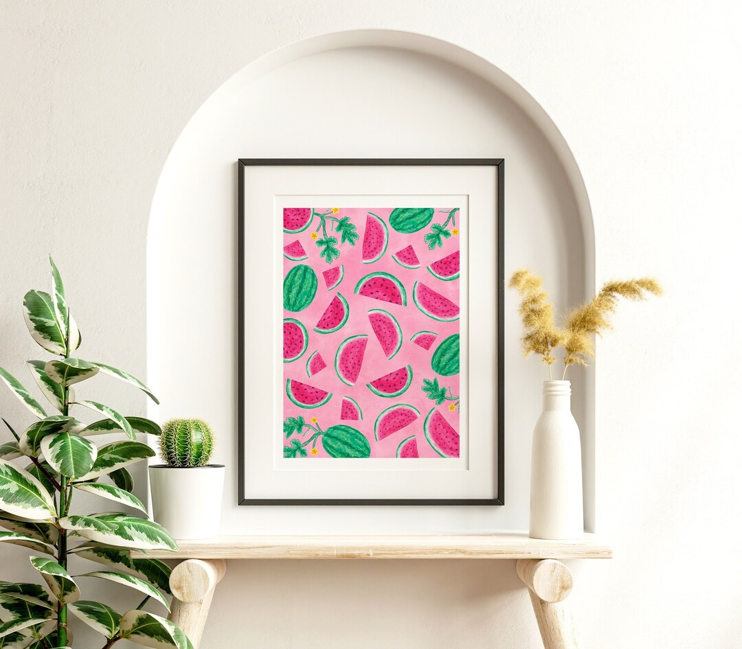 Watermelon Art Print, A5 A4 A3 Fruit Wall Art, Watermelon Poster ...