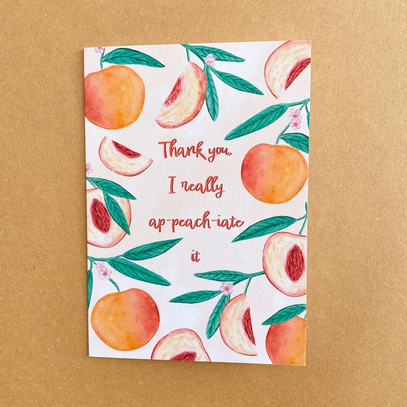 Thank You Fruit Cards Pack, Funny Fruit Pun Cards, Watercolour ...