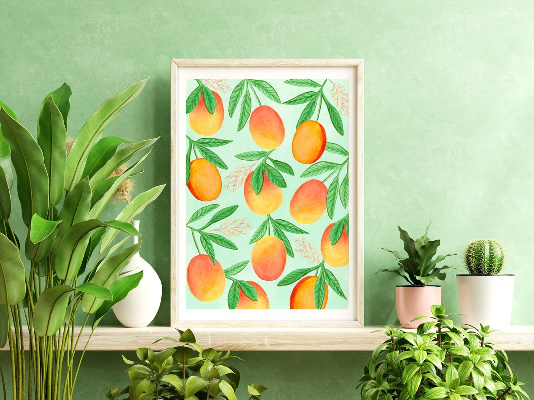 Mango Art Print, Fruit Wall Art, Mangoes Poster, Kitchen Fruit Wall ...
