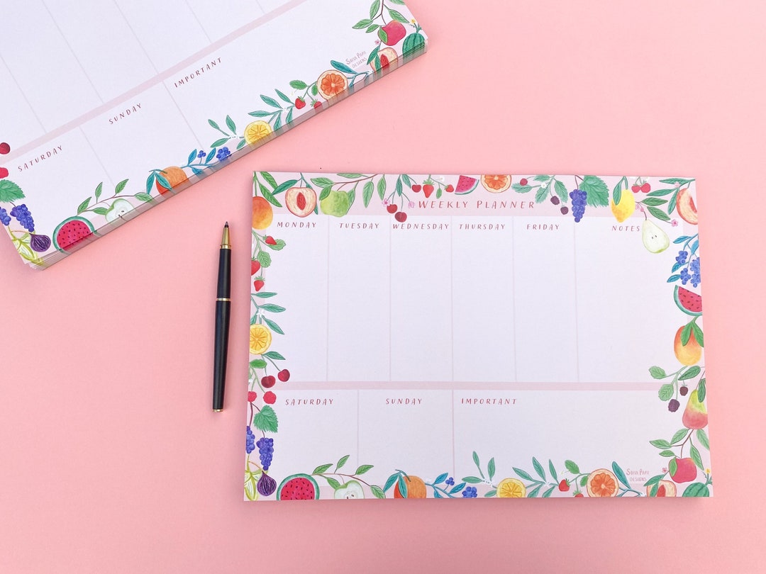 Fruity A4 Weekly Planner Pad, Recycled Paper Notepad, Eco Friendly ...