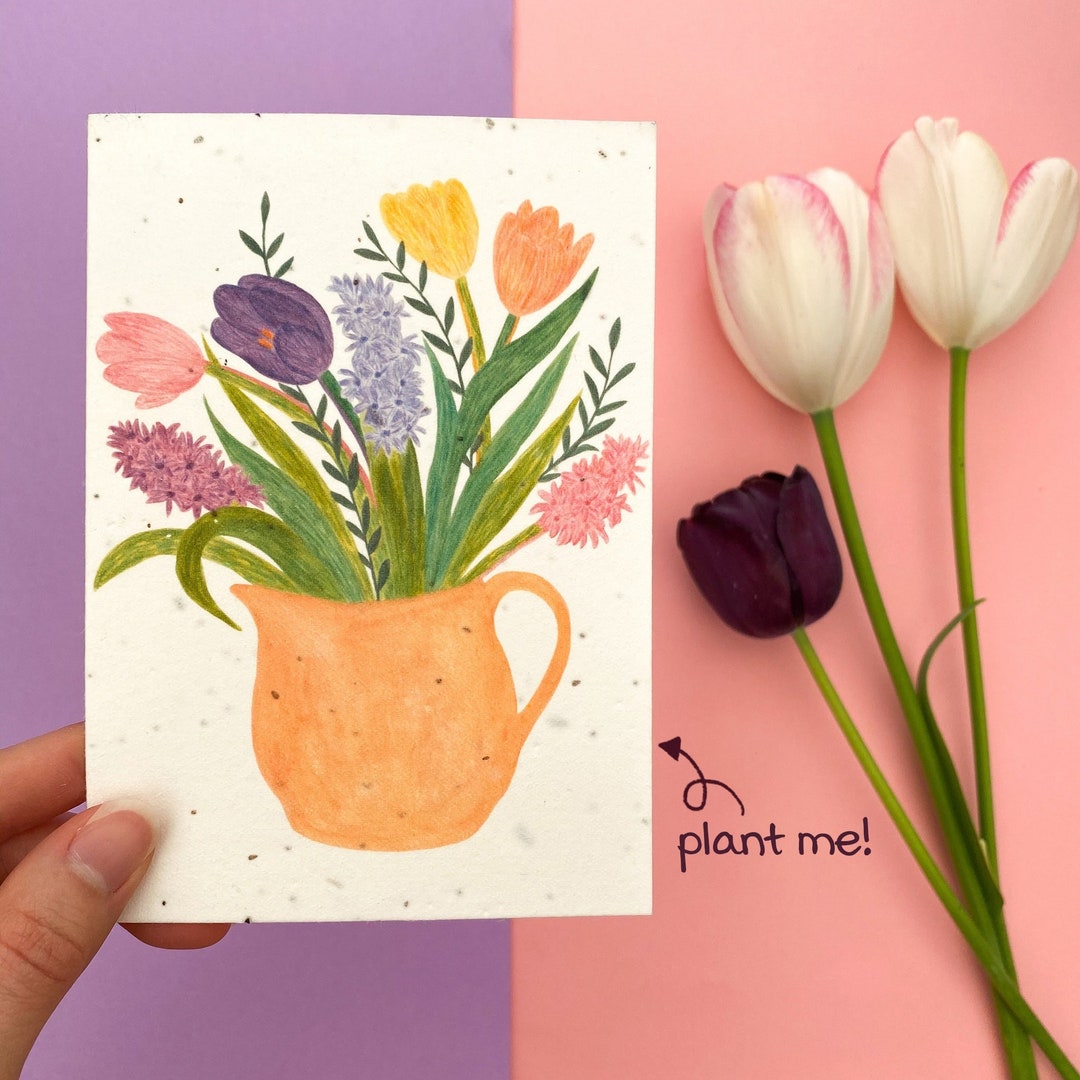 Plantable Spring Flowers Card, Wildflower Seed Card, Spring Flowers ...