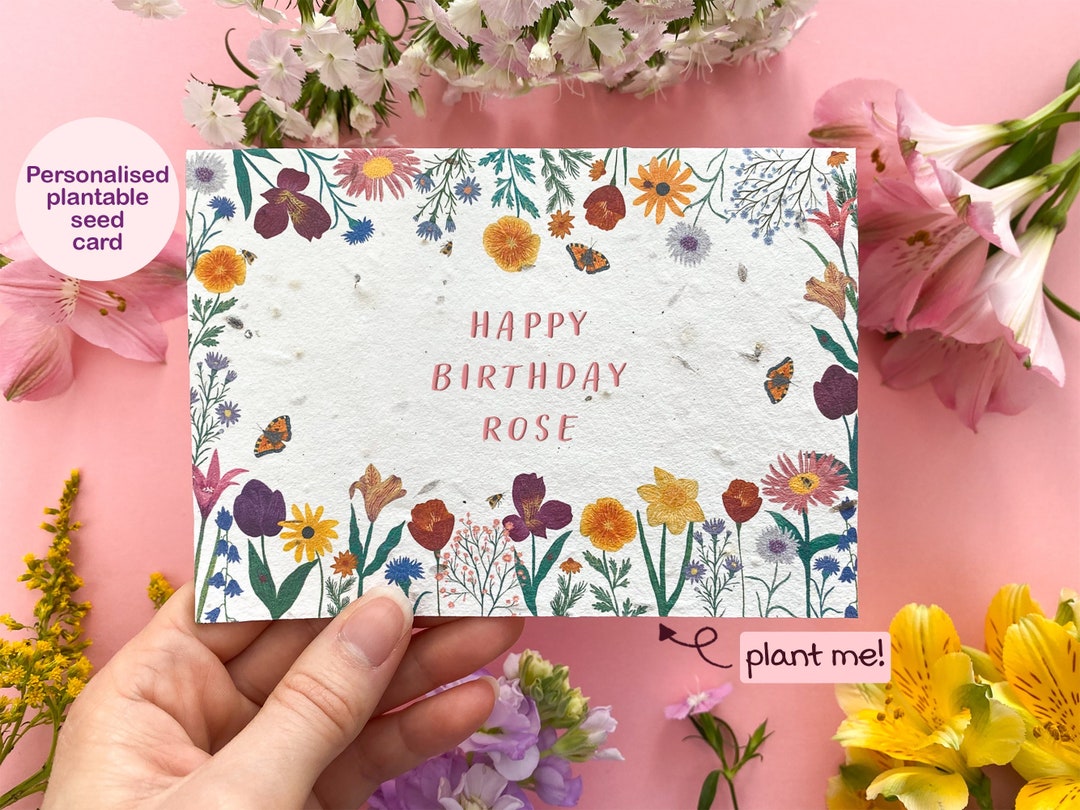 Personalised Plantable Card, Floral, Customised Wildflower Seed Card ...