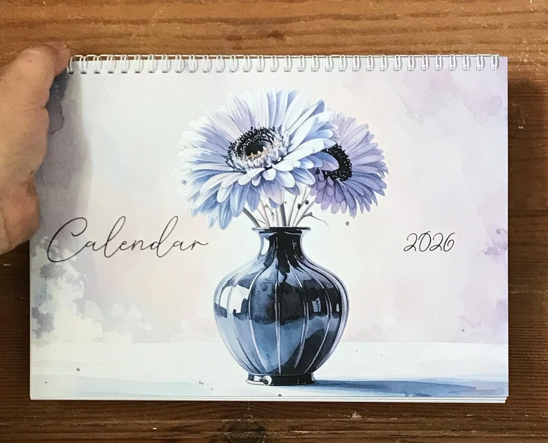 Watercolor Flower Calendar 2026 With a Delicate Vase Motif | Wall ...