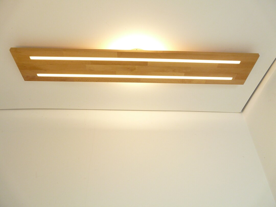 LED Ceiling Light, Beech Wood, 120 Cm, With Indirect Light - Etsy