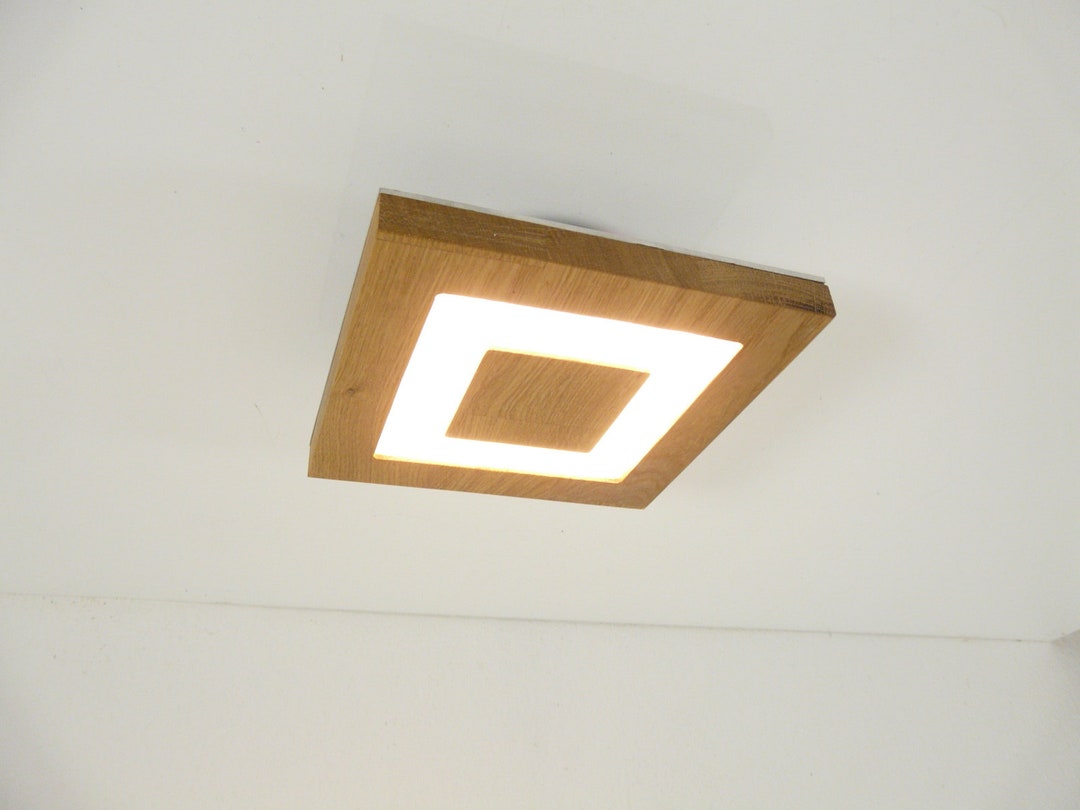 Ceiling Light Oak Wooden Lamp 20 X 20 Cm Light Lamp LED - Etsy