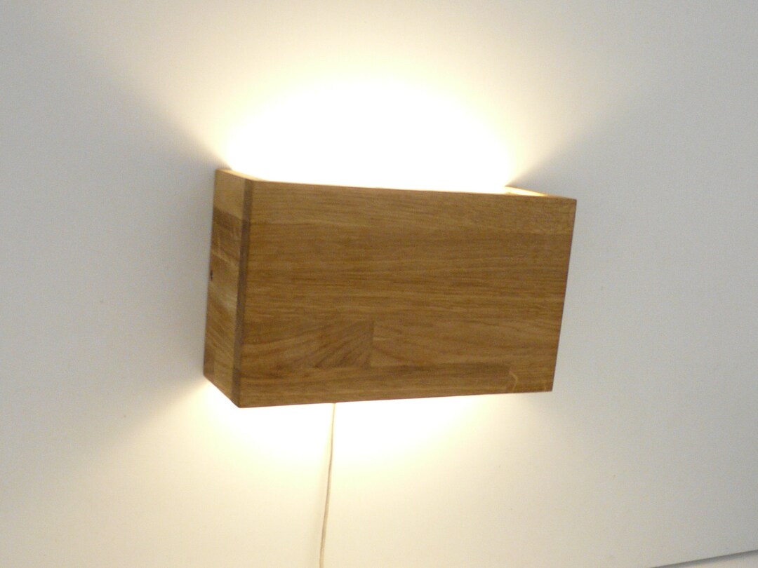 Large LED Wall Lamp Oak Wood Lamp Lamp Living Room Lamp With Upper ...