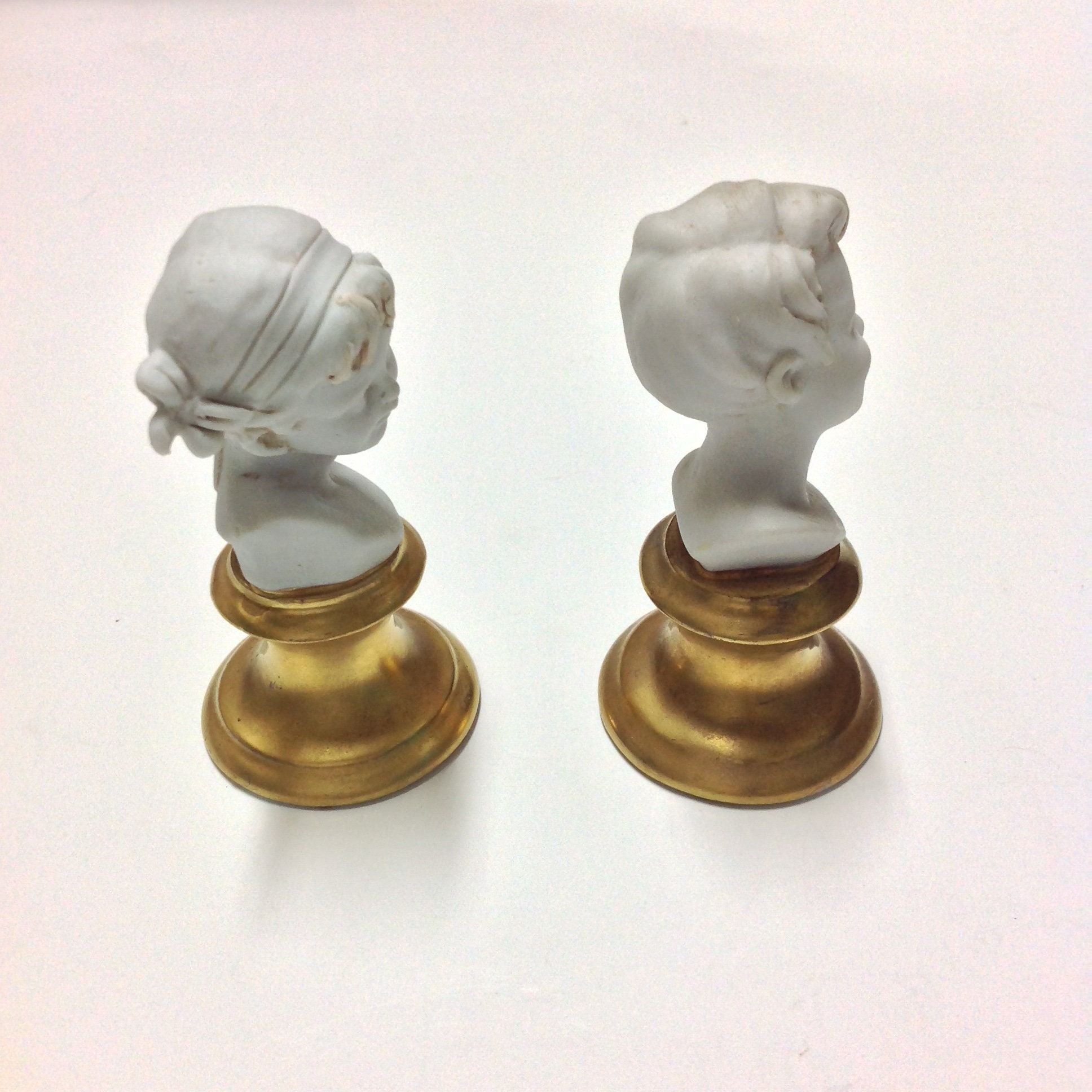 Italian Parian Miniature Busts on Gold Leaf Pedestals Ginori & Chiurato ...
