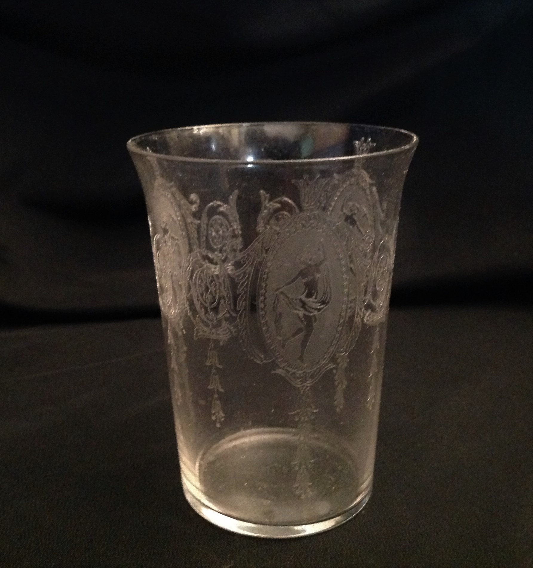 Set of 3 US Glass-tiffin Classic Etched Nymph Dancing 10oz Flat Tumbler ...