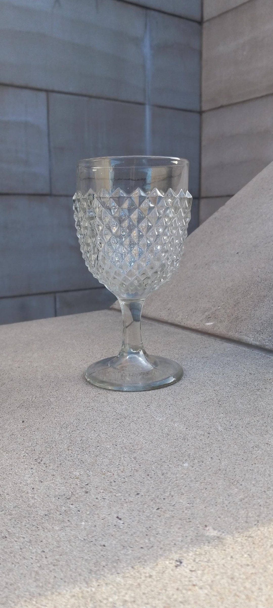 EAPG 1880s Diamond Point Glass (goblet) With Smooth Round Stem 6.5" - Etsy
