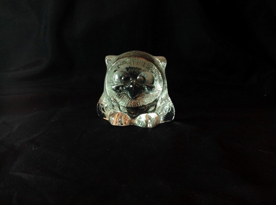 MCM Goebel Glass OWL Paperweight - Etsy