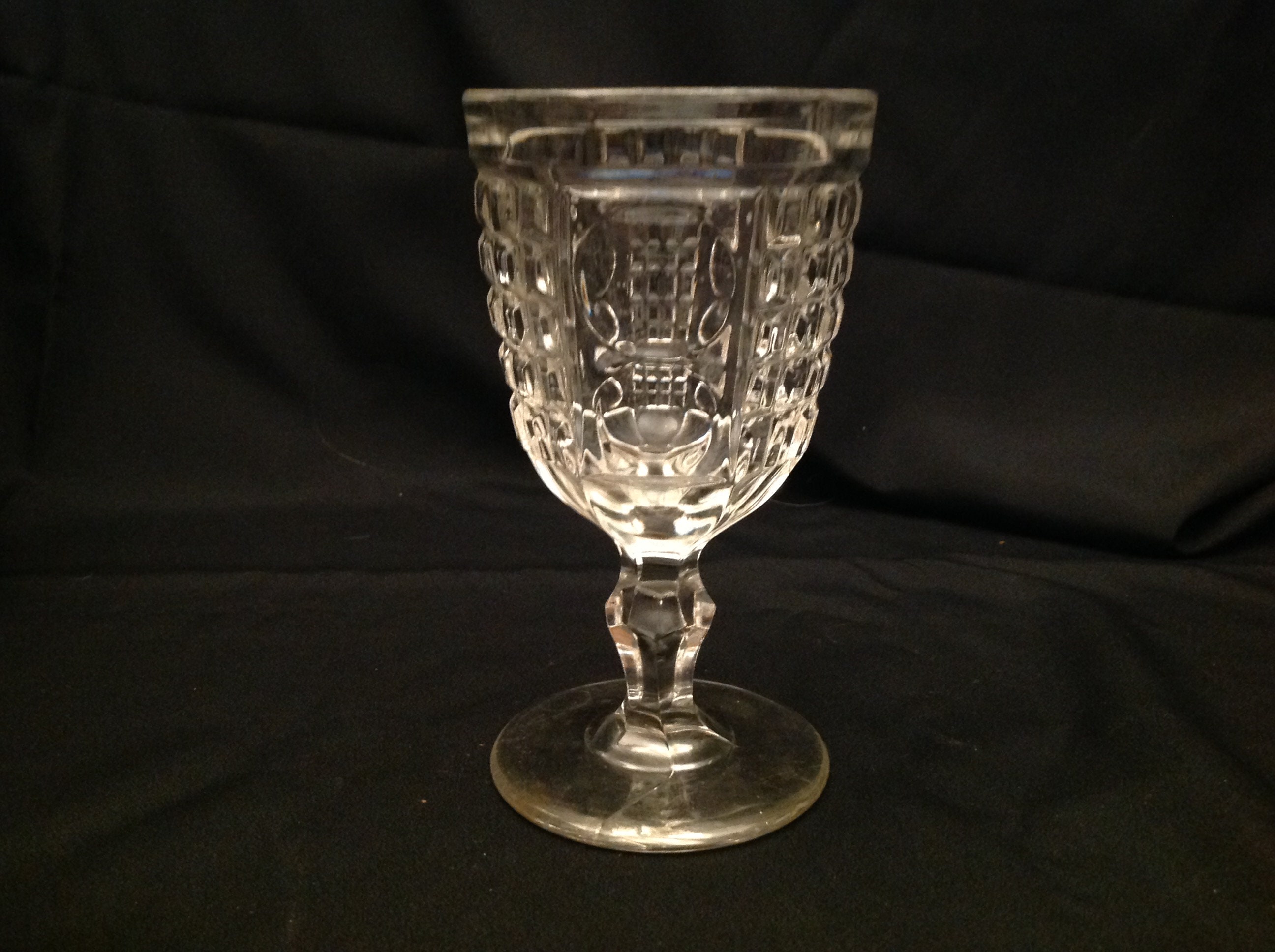 EAPG FLINT Pattern "waffle & Thumbprint" Water Glass / Goblet C. 1855 ...