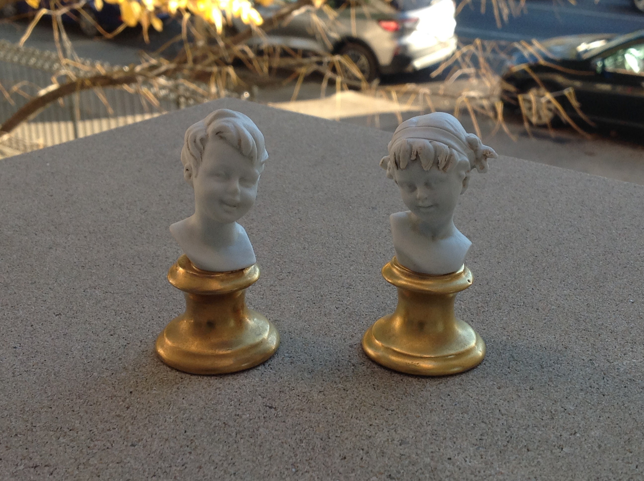 Italian Parian Miniature Busts on Gold Leaf Pedestals Ginori & Chiurato - Etsy