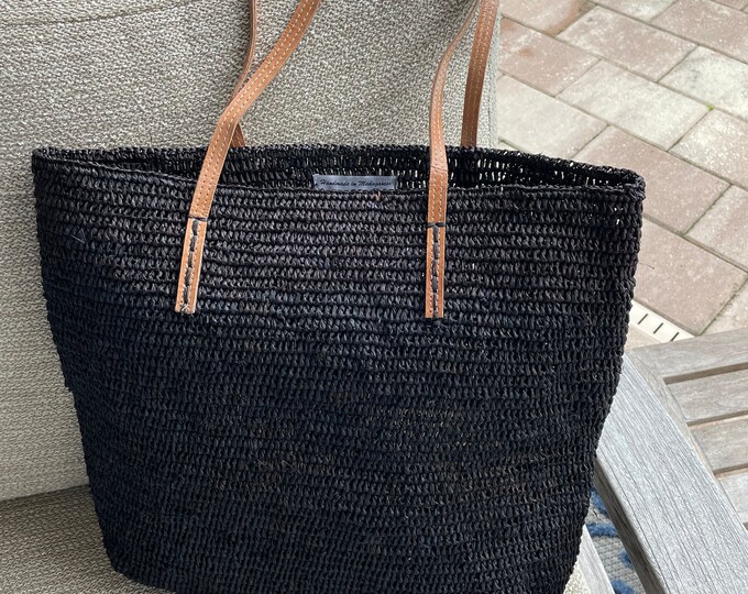Black Raffia Eco-friendly Tote Bag From Madagascar - Etsy