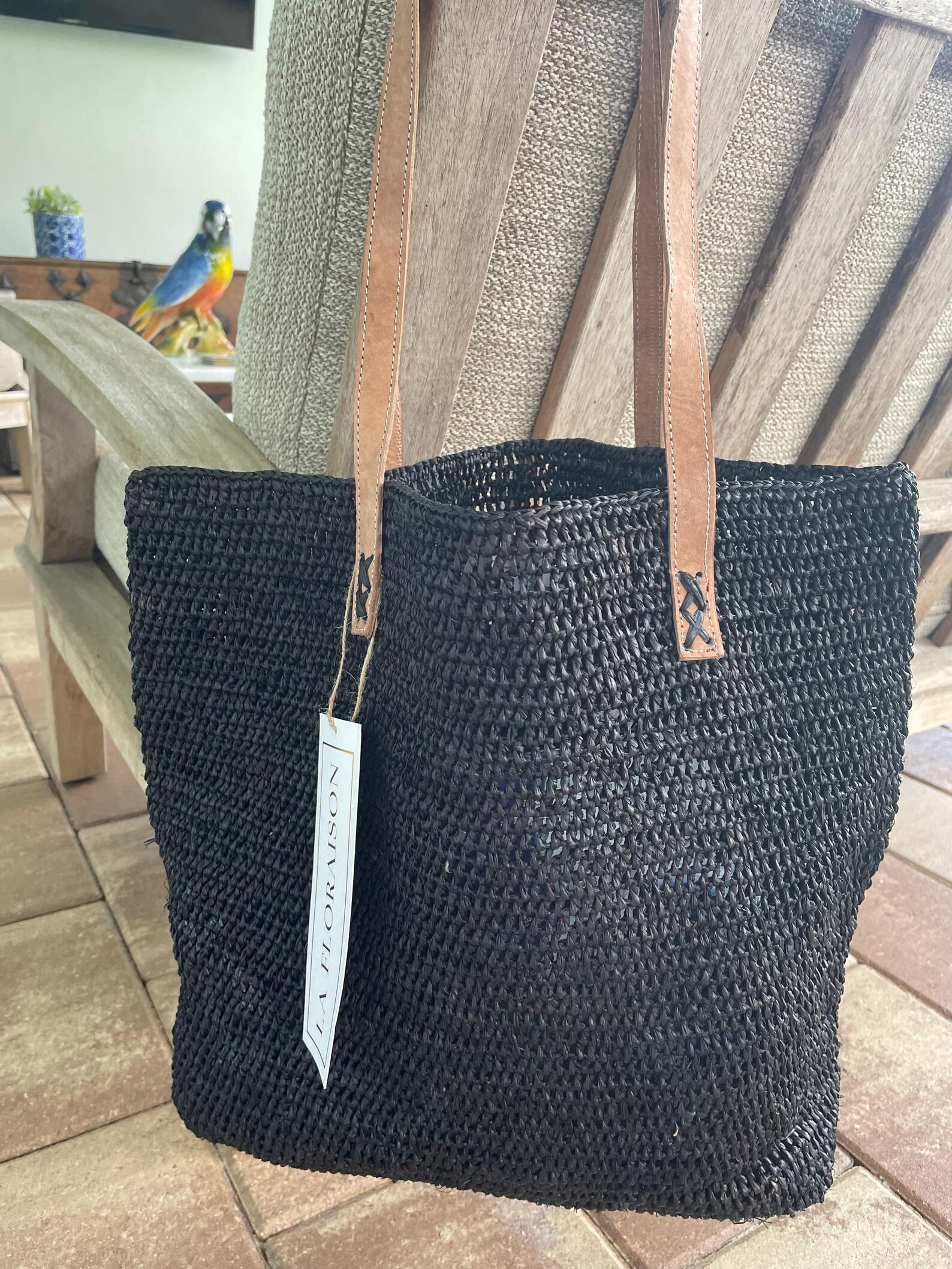 Black Raffia Eco-friendly Tote Bag From Madagascar - Etsy