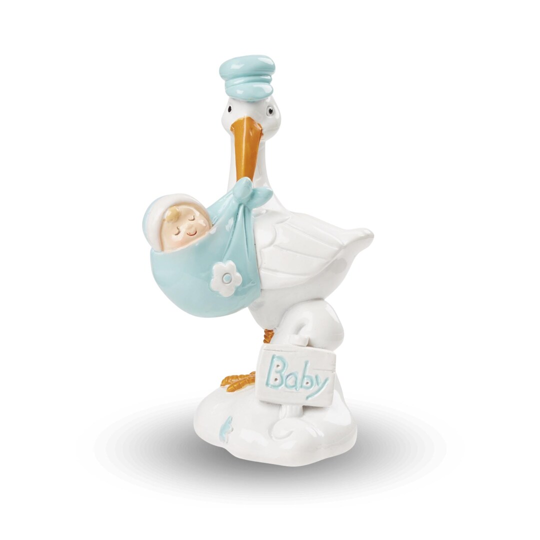 Miniature Rattling Stork With Baby Boy 9cm in Blue| Mini Baby ...