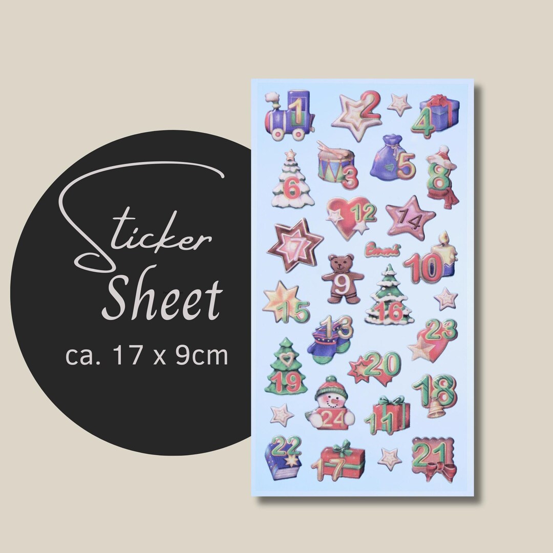 Sticker Sheet Advent Numbers Christmas Numbers Stickers Journal ...