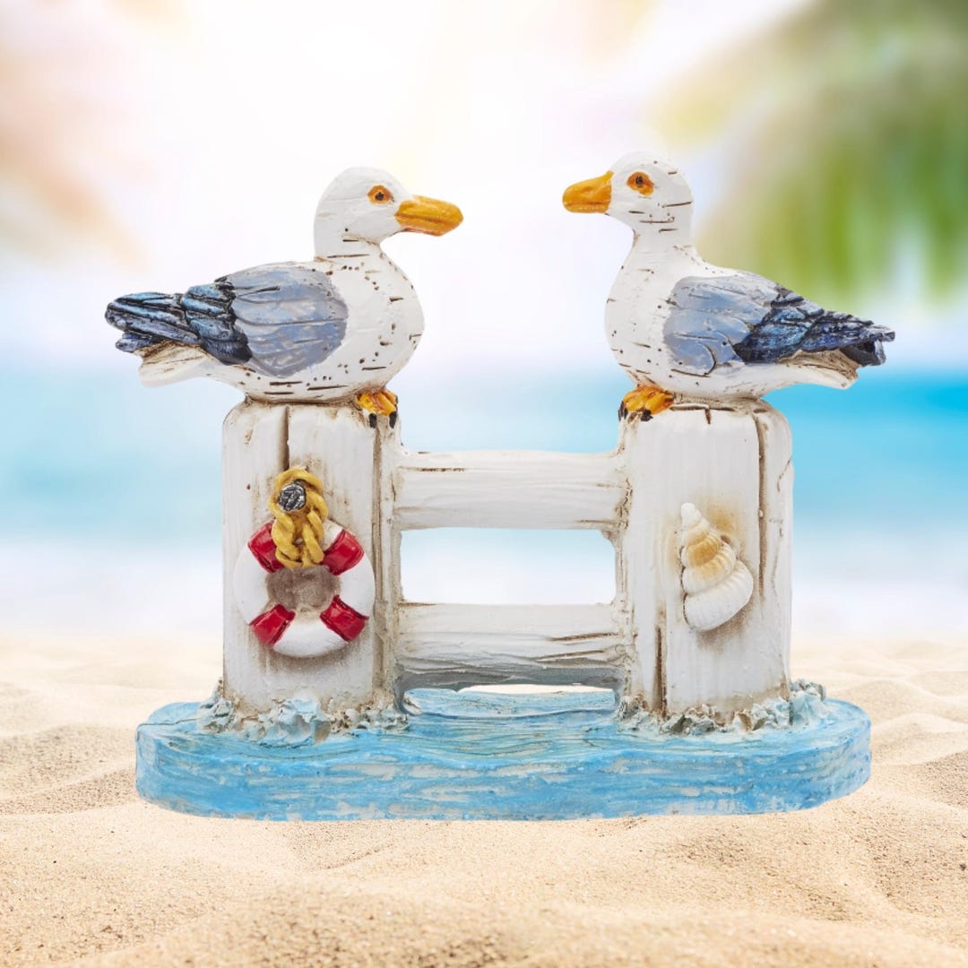Miniature Seagulls on Bollard | Maritime Decoration | Mini Decorative ...