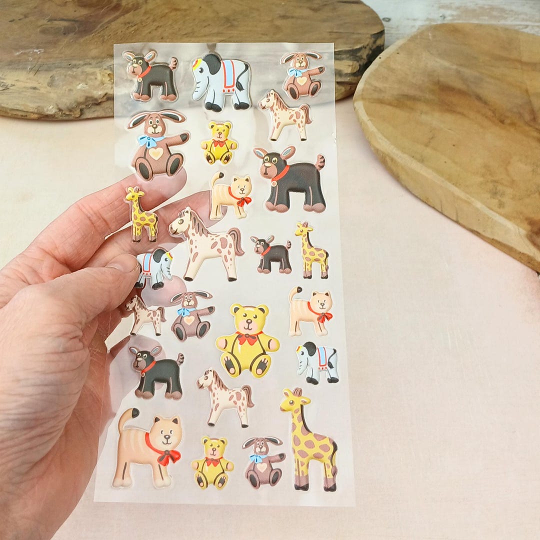 24 Animal Soft Stickers | Puffy Zoo Animal Stickers | 17x9cm Sheet ...